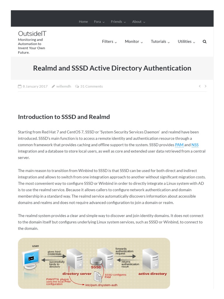 Realmd And Sssd Active Directory Authentication Outsideit Pdf Active Directory Sudo