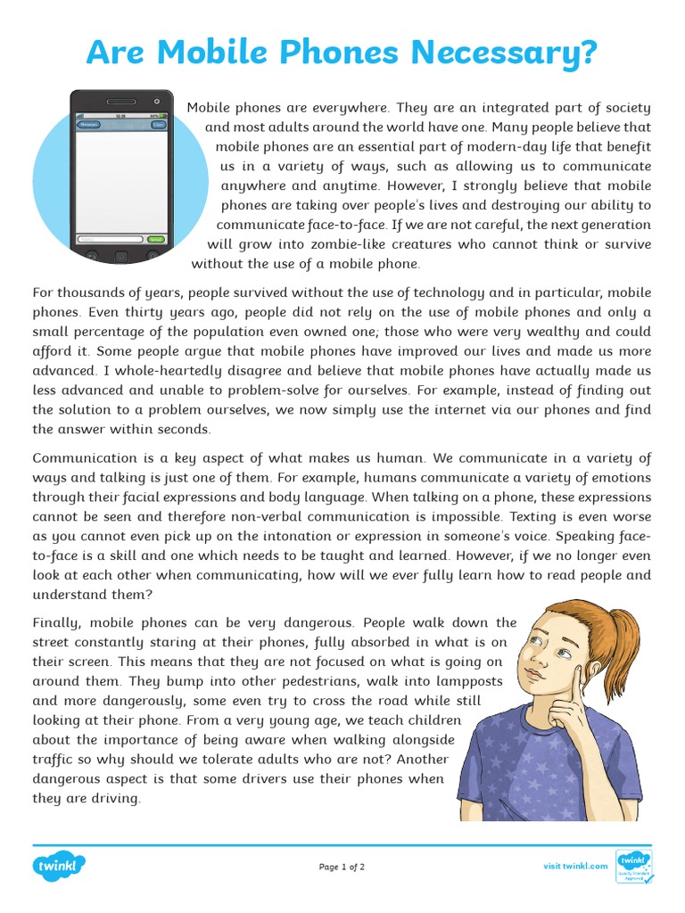 Are Mobile Phones Necessary Against | PDF | Mobile Phones | Communication
