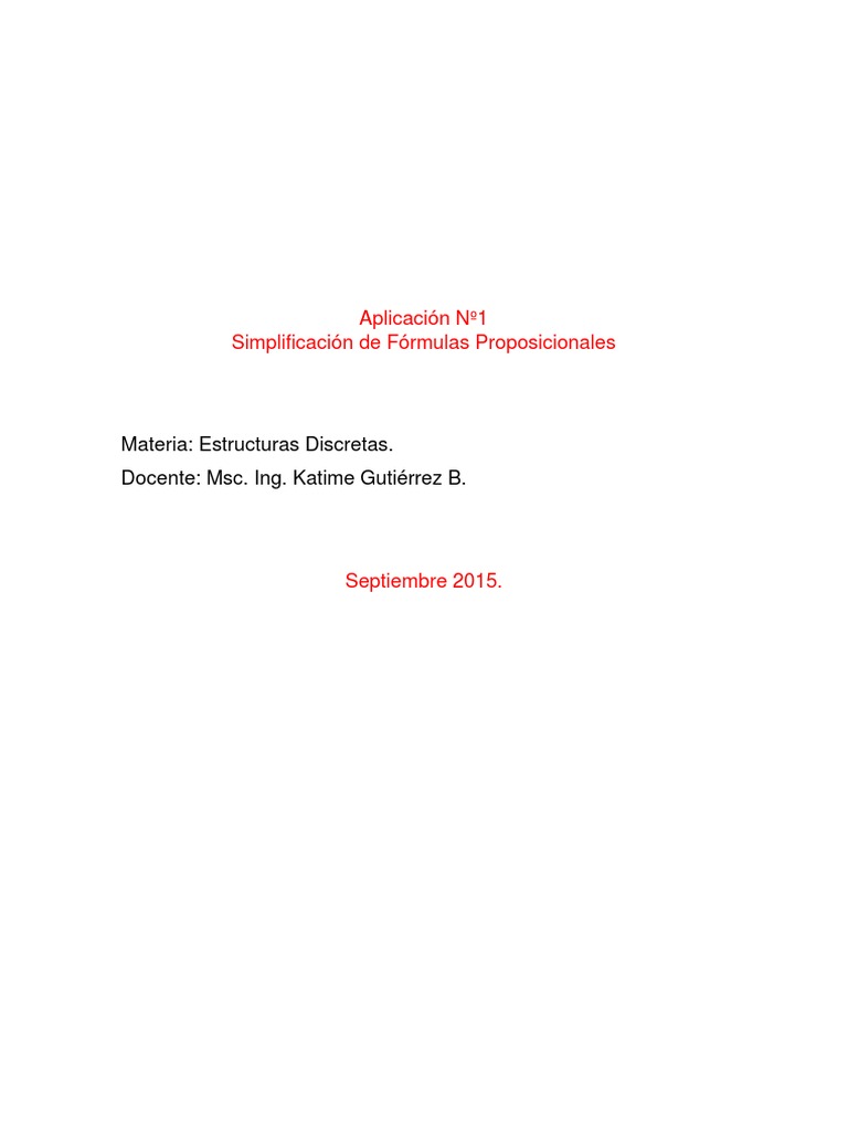 Aplicacion Simplificacion de Formulas Proposicionales1 | PDF | Sintaxis ...