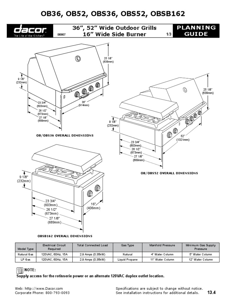 Dacor Outdoor Grill Planning Guide | PDF | Barbecue Grill ...