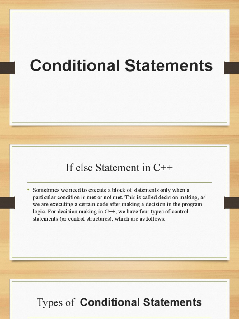 Conditional Statements | PDF | C++ | Namespace