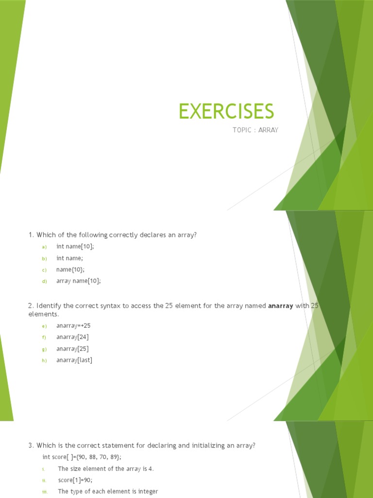 Exercises Array Pdf Array Data Type Array Data Structure
