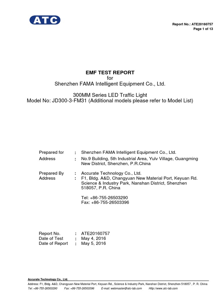 Fama Emf 300mm Report - En62493 | PDF | Electromagnetic Interference ...