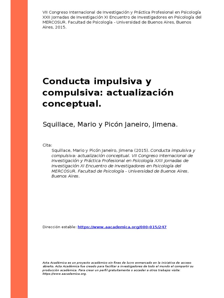Squillace, (2015) - Conducta Impulsiva y Compulsiva Actualizacion ...