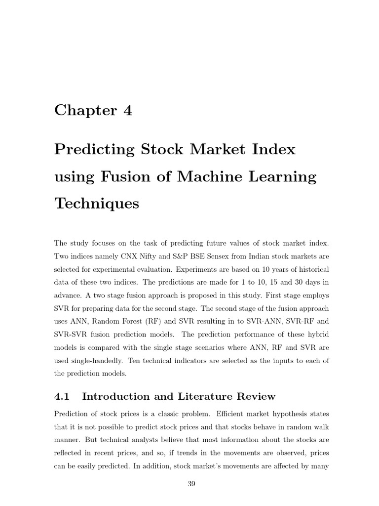 Predicting Stock Market Index Using Fusion of Machine Learning Techniques | PDF | Mean Squared ...