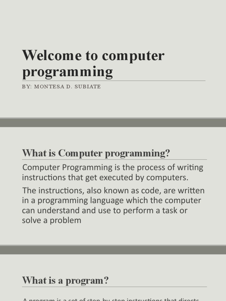 Welcome To Computer Programming | PDF | Computer Programming ...
