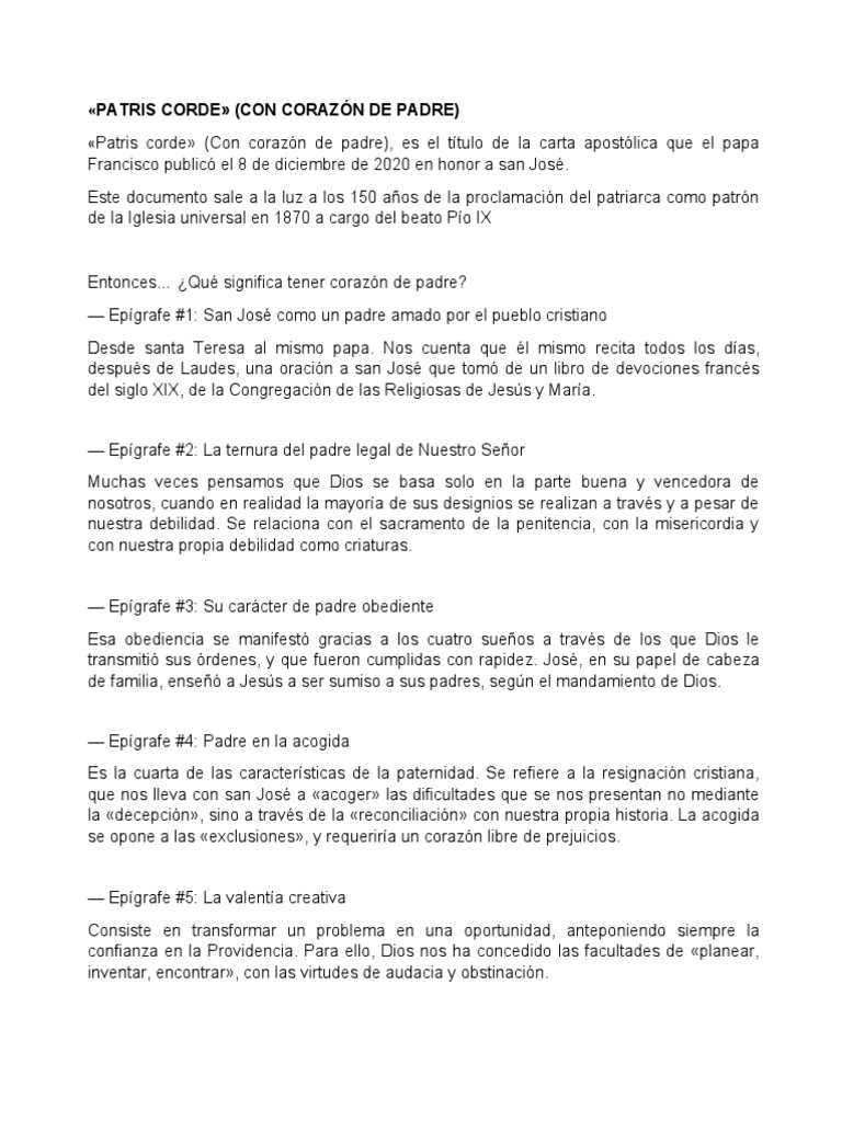 Patris Corde | PDF | San José | María, madre de Jesús