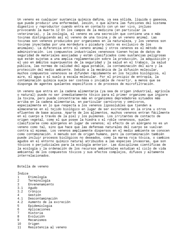 Definición y Tipos de Venenos | PDF | Veneno | Química