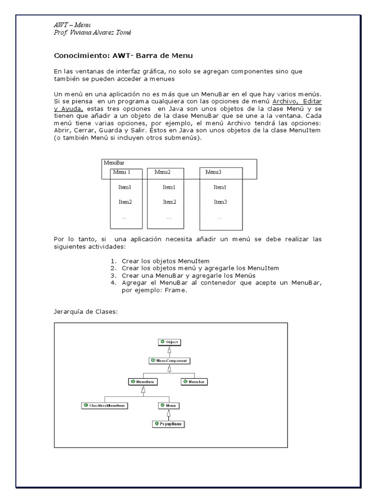 Introducción a AWT: Menús en Java | PDF | Programación | Constructor ...