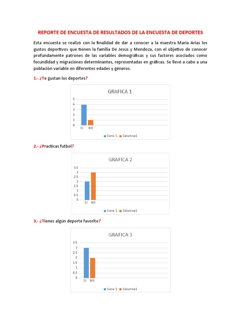 Reporte de Encuesta de Resultados de La Encuesta de Deportes | PDF