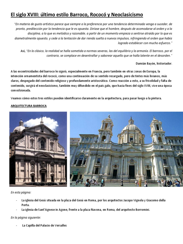 Ficha 15 - Barroco, Rococó y Neoclásico | PDF | Barroco | Pinturas