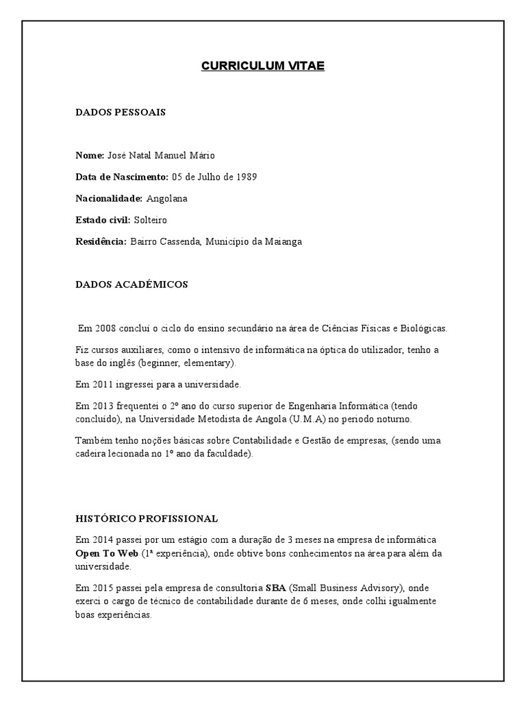 Curriculum Vitae - CV José | PDF