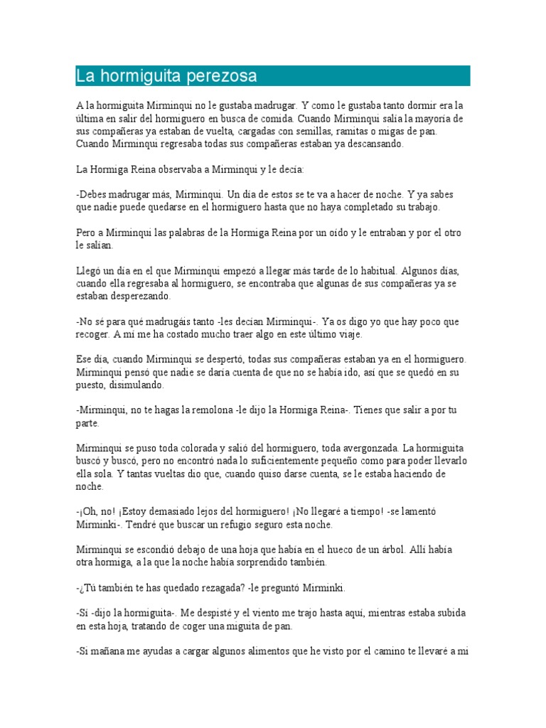 La Hormiguita Perezosa Pdf