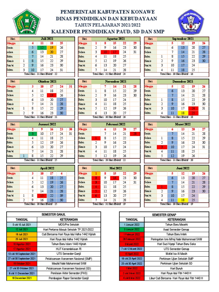 Kalender Pendidikan Tahun Ajaran 2021 2022 Pdf