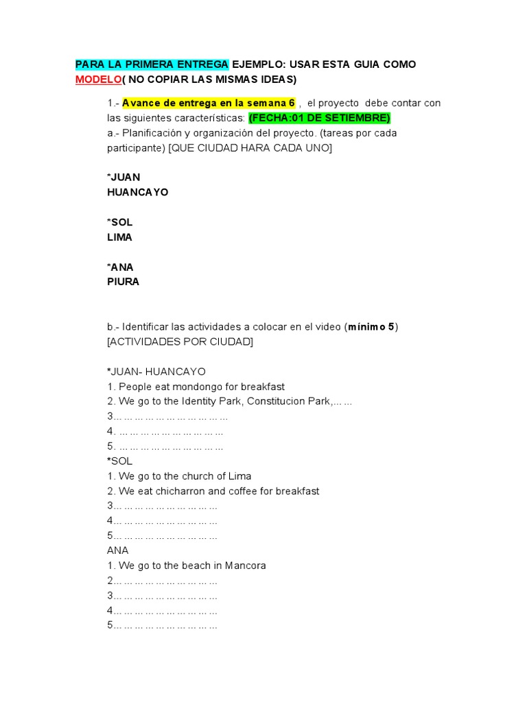 Modelo para Usar de Guia para La Primera Entrega | PDF