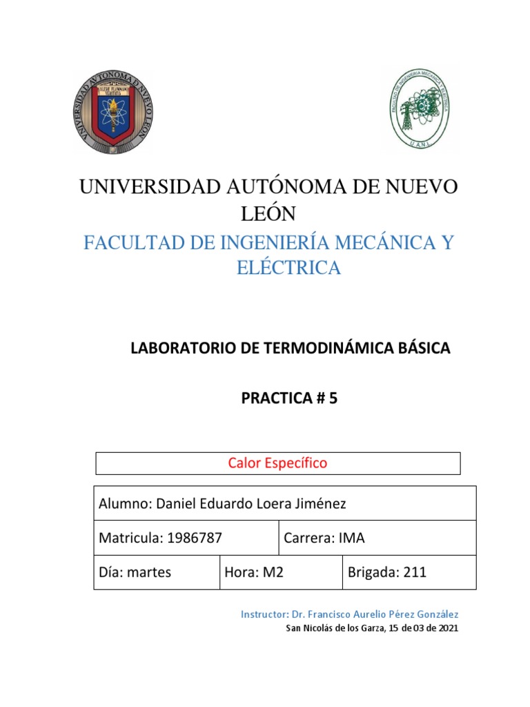 Practica 5-Lab Termo Básica | PDF | Calor | Temperatura