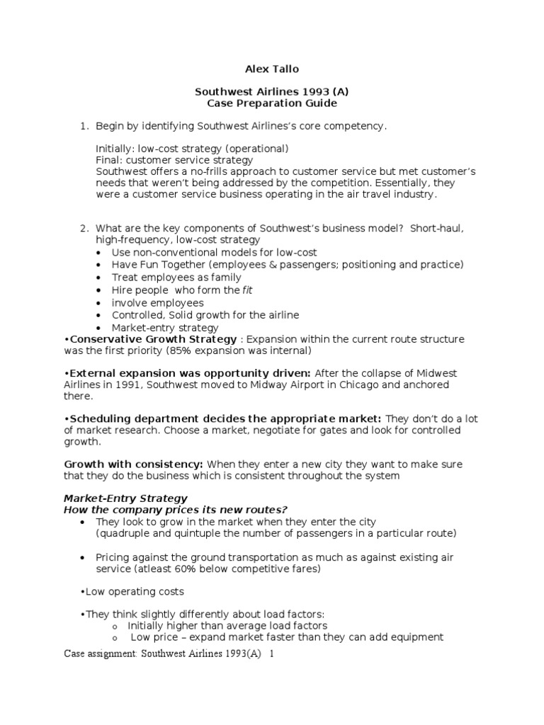 Southwest Airlines' Low-Cost Strategy Analysis | PDF | Low Cost Carrier ...