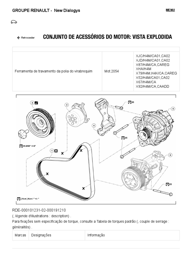 Conjunto de Acessórios Do Motor: Vista Explodida: GROUPE RENAULT - New ...