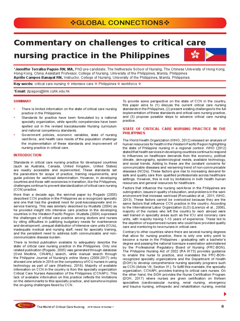 Philippines Critical Care Article | PDF | Nursing | Intensive Care Medicine