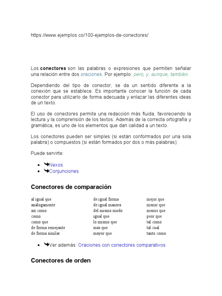 CONECTORES | PDF | Oración (Lingüística)