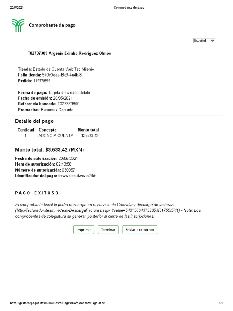 Comprobante De Pago Mayo Pdf