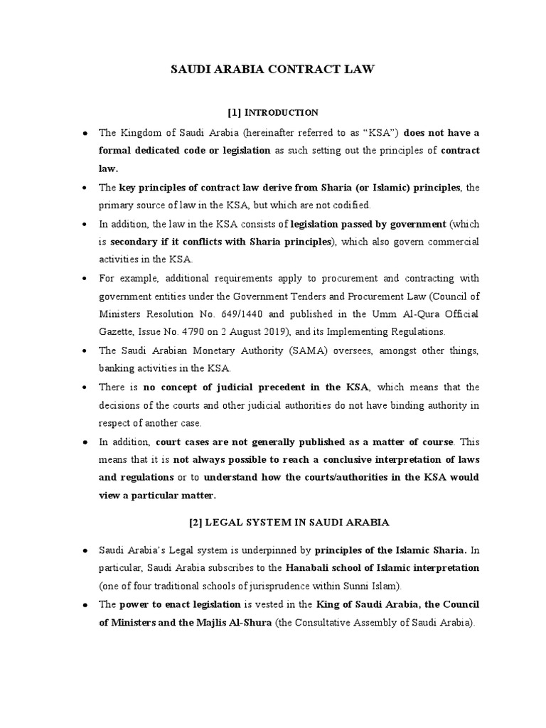 Saudi Arabia Contract Law | PDF | Damages | Judgment (Law)
