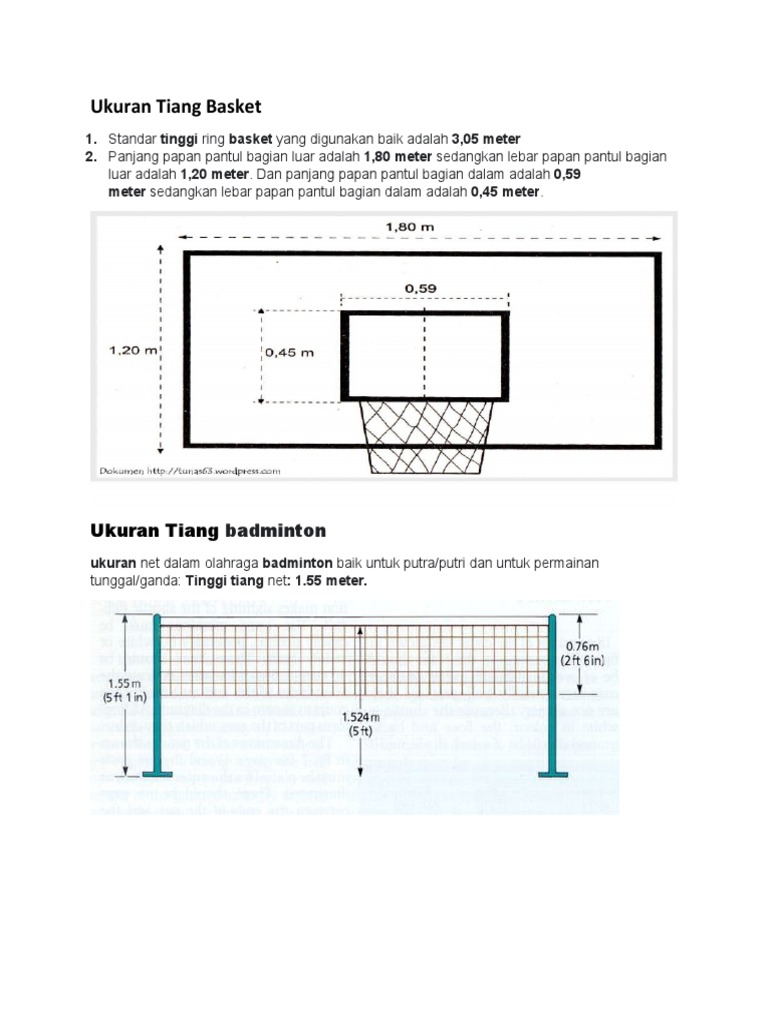 Ukuran Tiang Basket | PDF