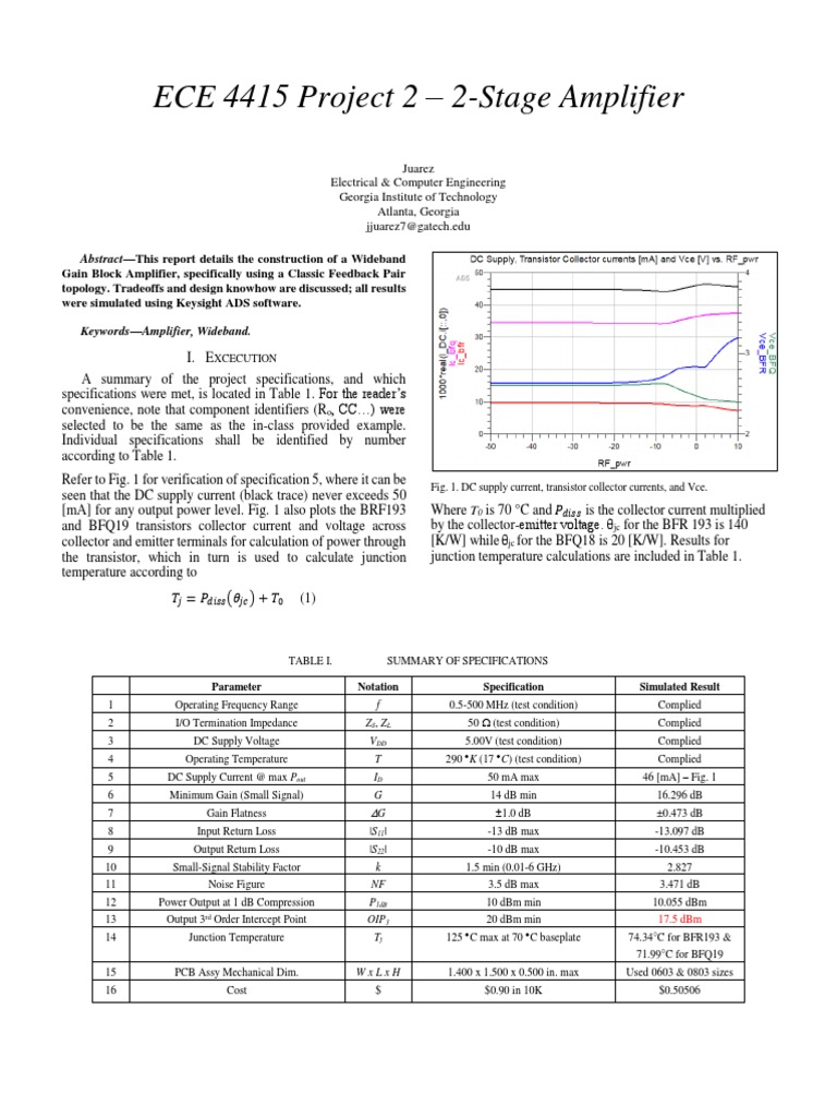 RF Eng - Two Stage Amp | PDF | Amplifier | Electromagnetism
