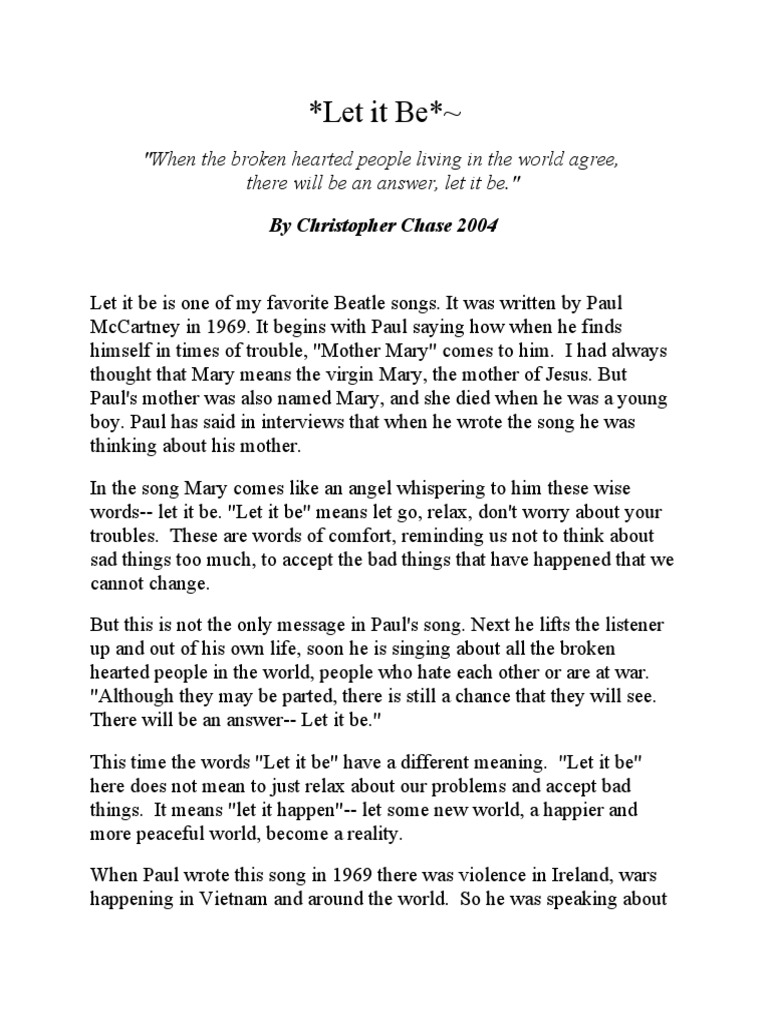Meaning and Impact of "Let It Be" | PDF