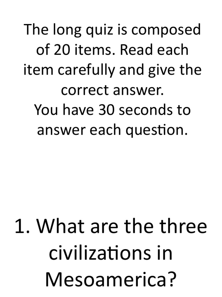 The Long Quiz Is Composed of 20 Items. Read Each Item Carefully and ...