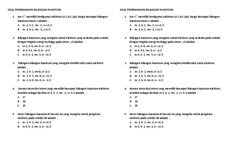 Soal Pembahasan Bilangan Kuantum | PDF | Metode & Bahan Ajar