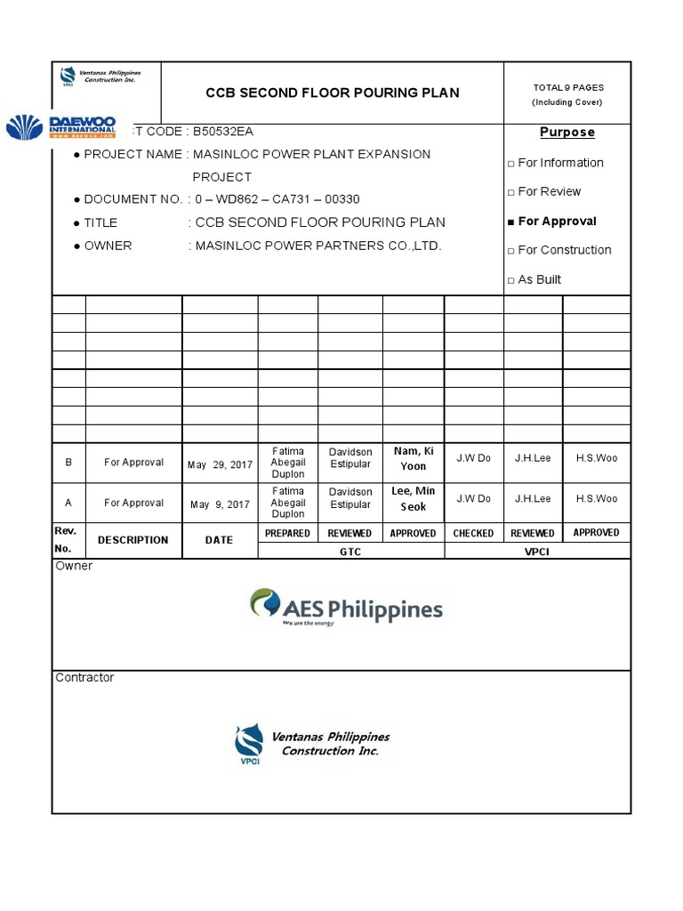 CCB 2nd Floor Slab Pouring Plan | PDF | Concrete | Rain
