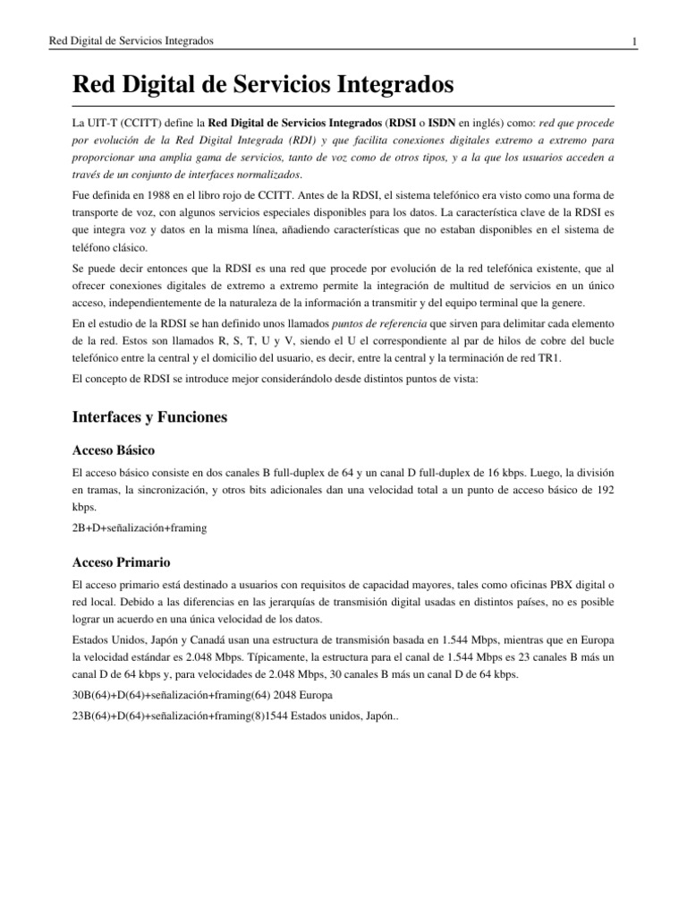 RDSI (Red Integral de Servicios Integrados | PDF | Protocolos de red ...