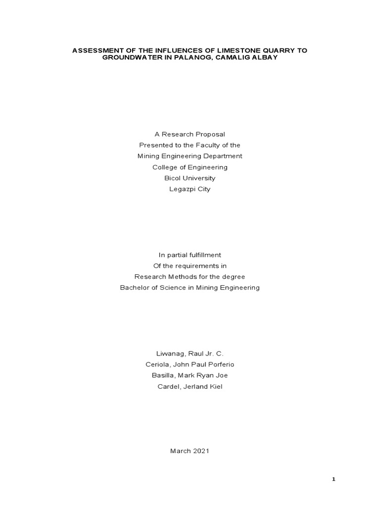 Assessment of The Influences of Limestone Quarry To Groundwater in ...