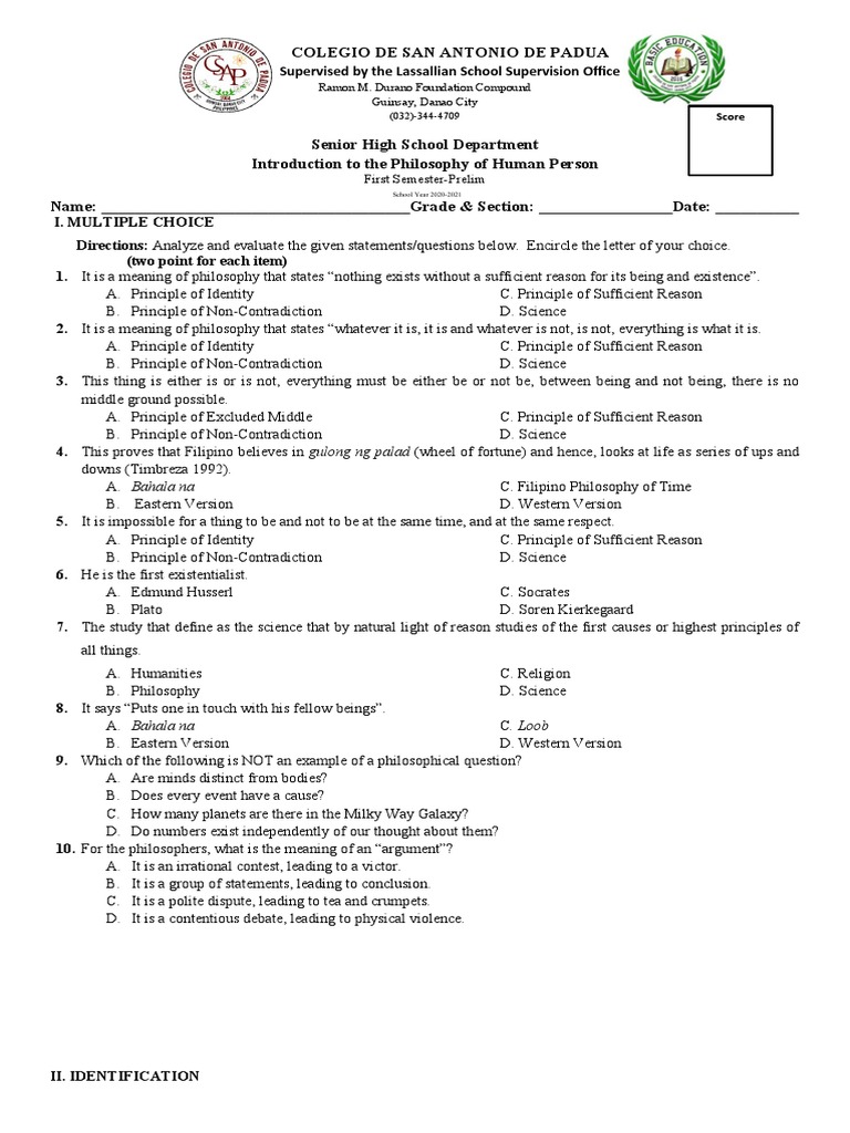 Prelim Exam in Philosophy | PDF | Knowledge | Science