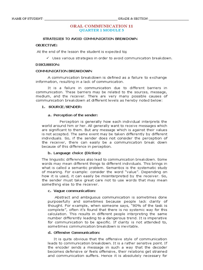 Avoiding Communication Breakdowns | PDF | Communication | Empathy
