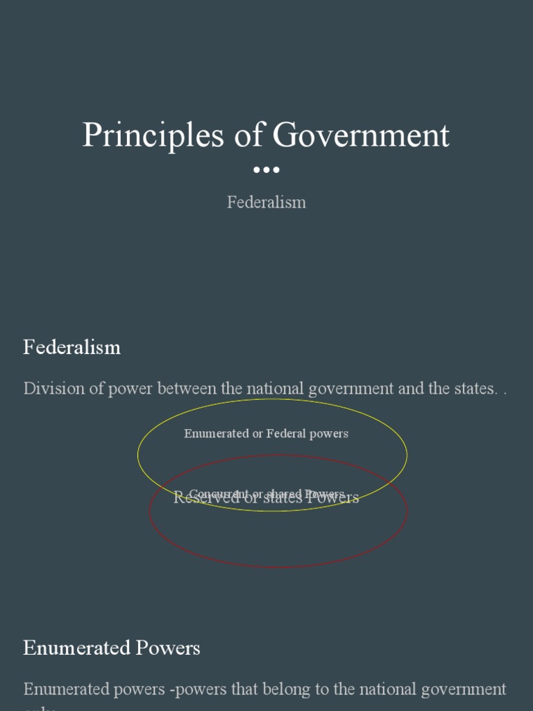 Principles of Government: Federalism | PDF