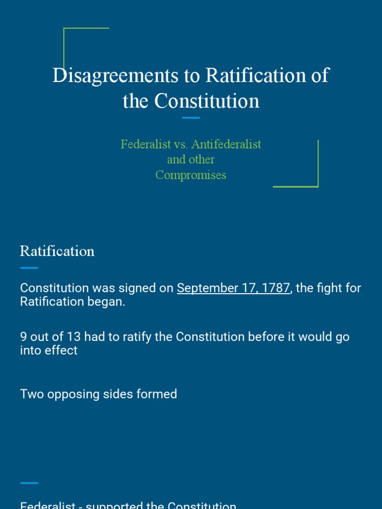 Disagreements To Ratification of The Constitution | PDF | The ...