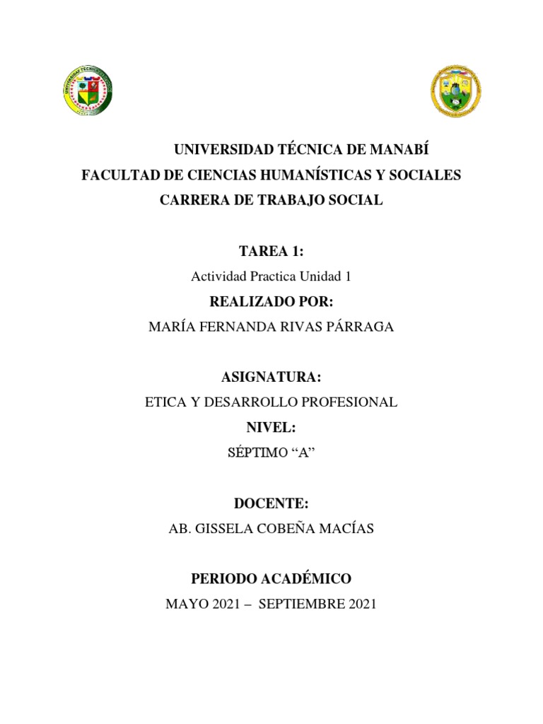 Tarea Práctica Unidad 1 Maria Fernanda Rivas | PDF | Moralidad ...