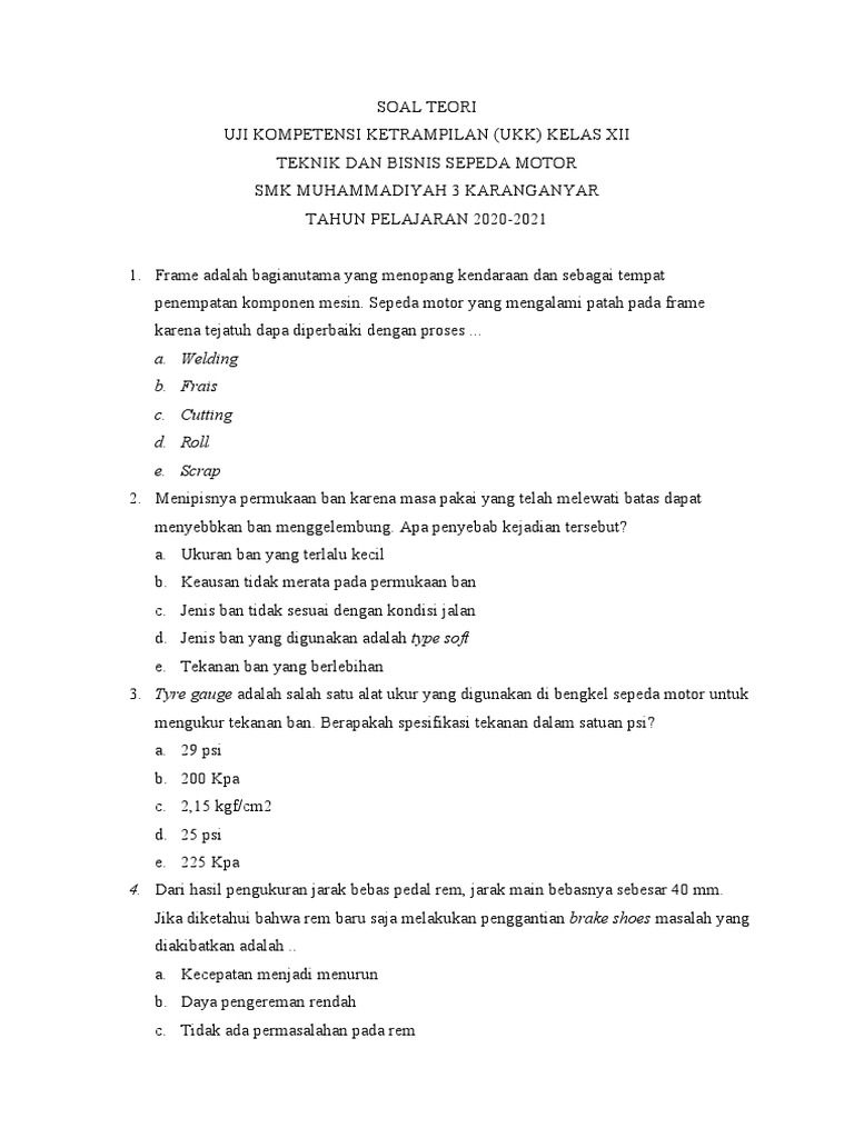 Soal Teori UKK TBSM | PDF | Bisnis | Komputer