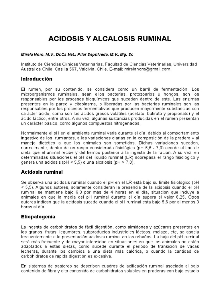 Acidosis y Alcalosis Ruminal | PDF | Ácido láctico | Rumiante
