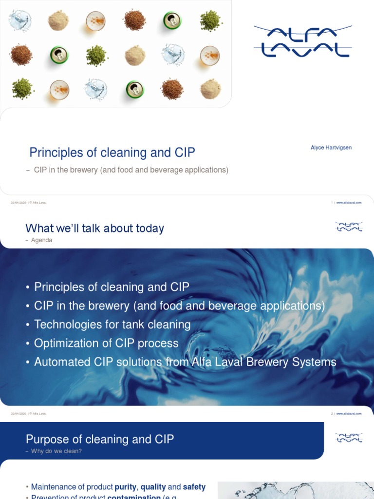 Alfa Laval Principles of Cleaning and Cip | PDF | Brewing | Valve