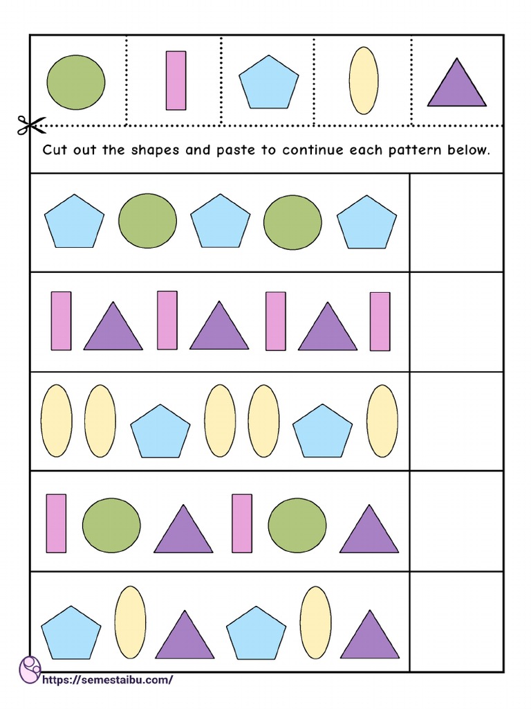Pattern Worksheets Cut and Paste Shapes | PDF