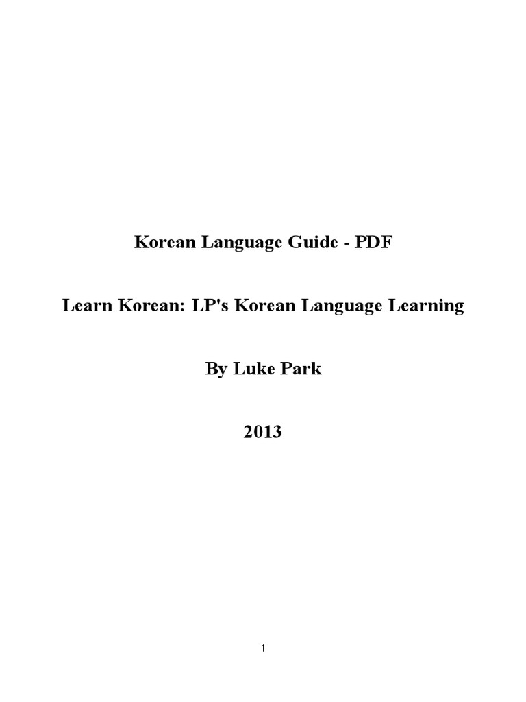 Korean Language Learning Guide PDF | PDF | Career & Growth
