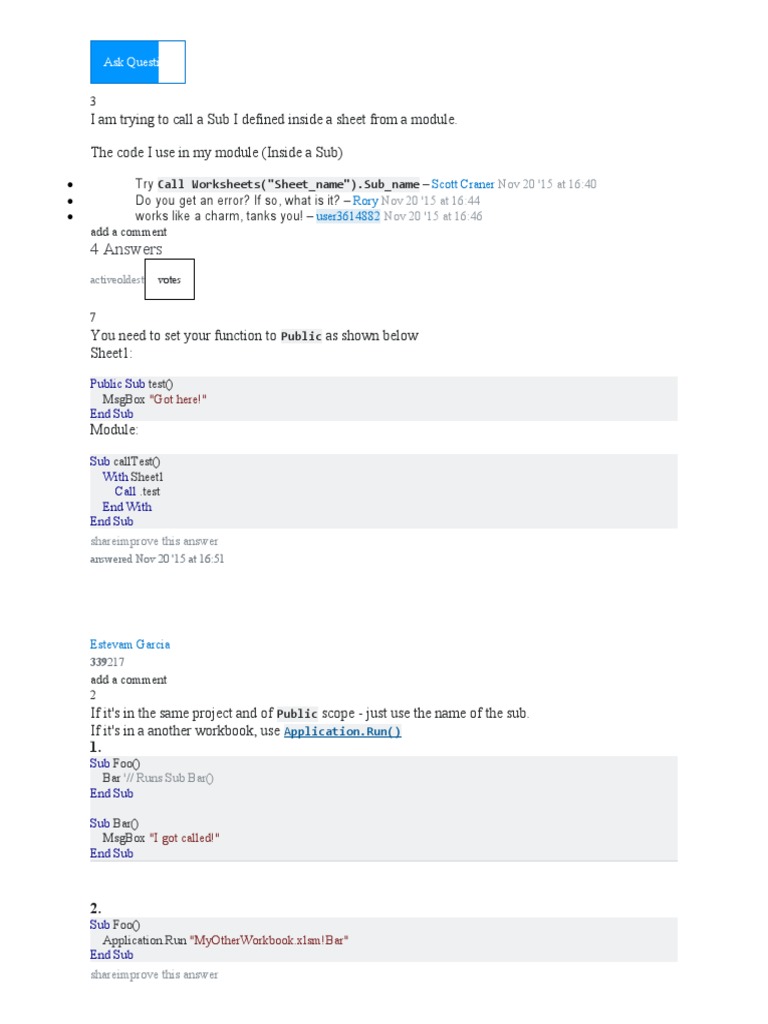 Calling Macro From Workbook | PDF | Microsoft Excel | Software