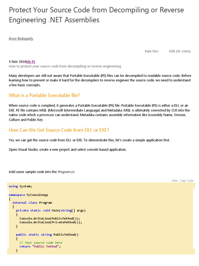 Protect Your Source Code From Decompiling or Reverse Engineering | PDF | Source Code | Computer ...
