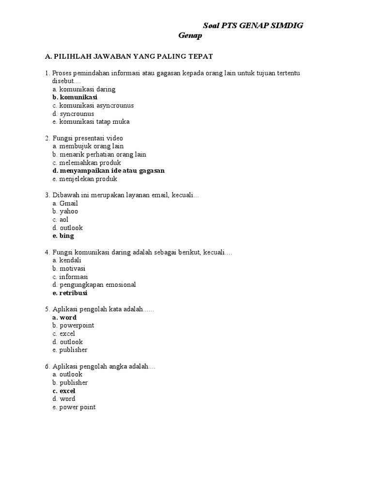 Soal PTS Simdig X PR | PDF