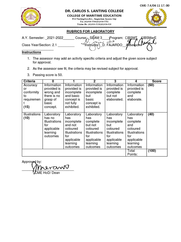 Rubrics For Laboratory | Download Free PDF | Cognition | Pedagogy