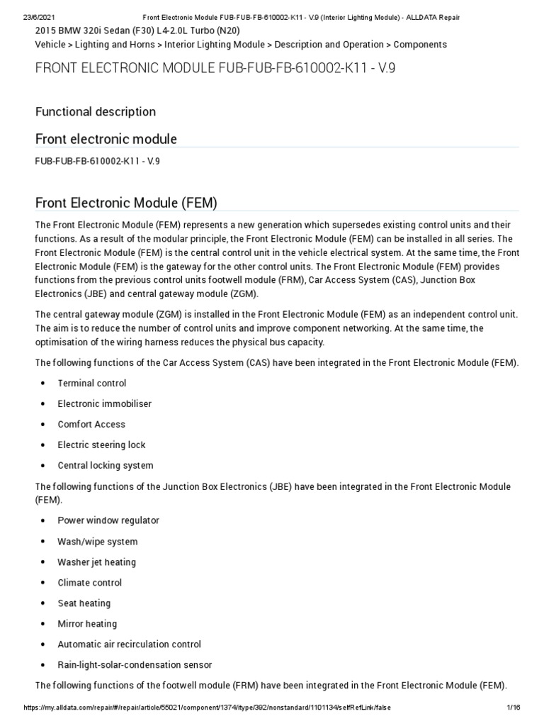 Front Electronic Module FUB-FUB-FB-610002-K11 - V.9 (Interior Lighting ...