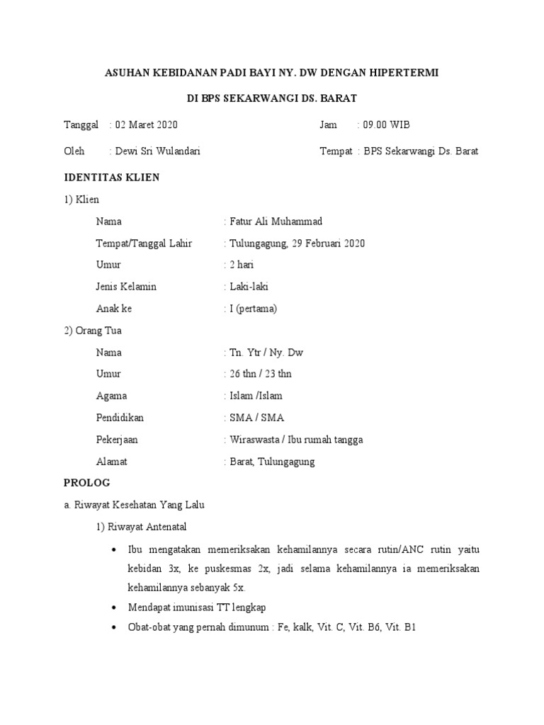 Penanganan Hipertermi pada Bayi Baru Lahir | PDF